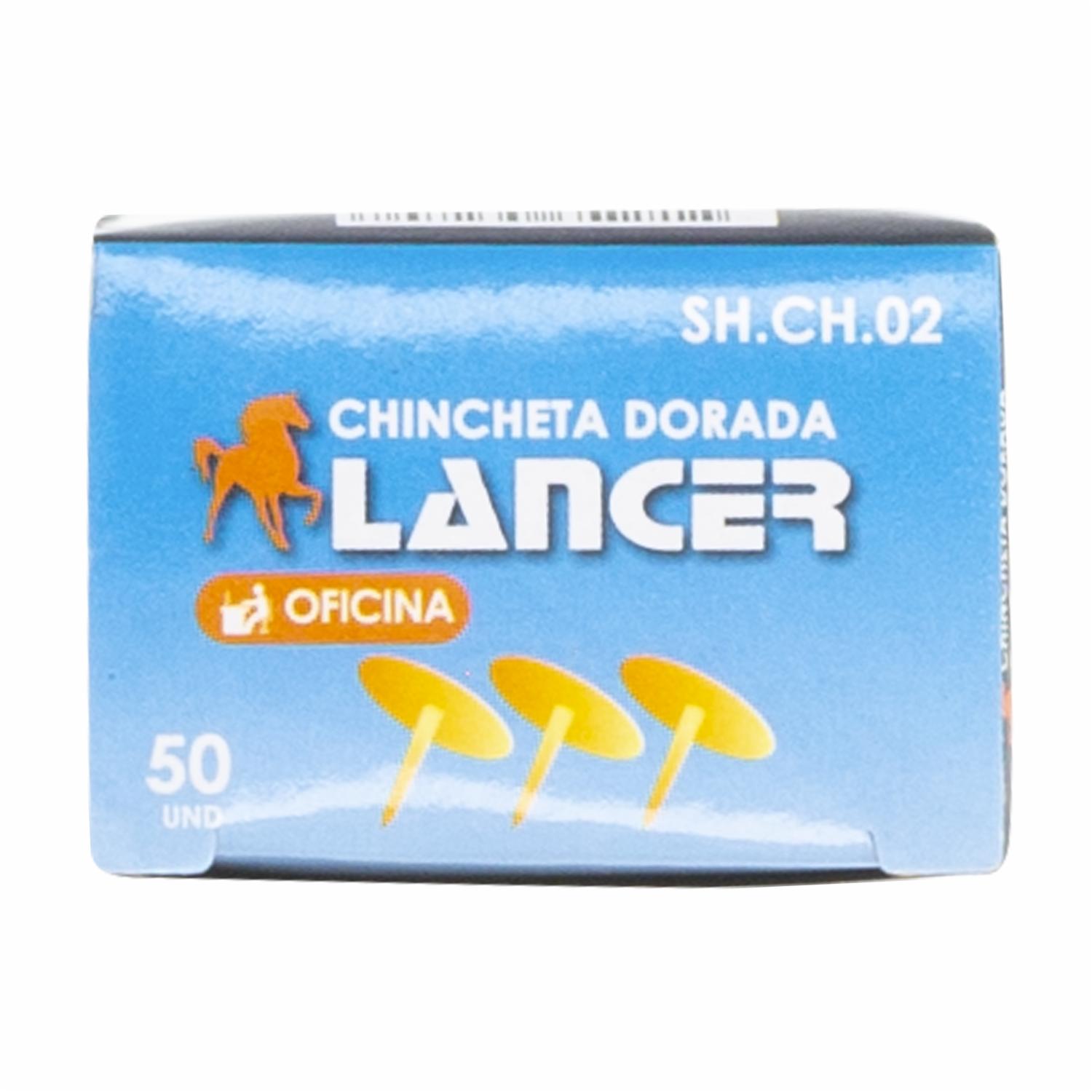 Chincheta Para Corcho Dorada LANCER 50 Uds - Megamaxi