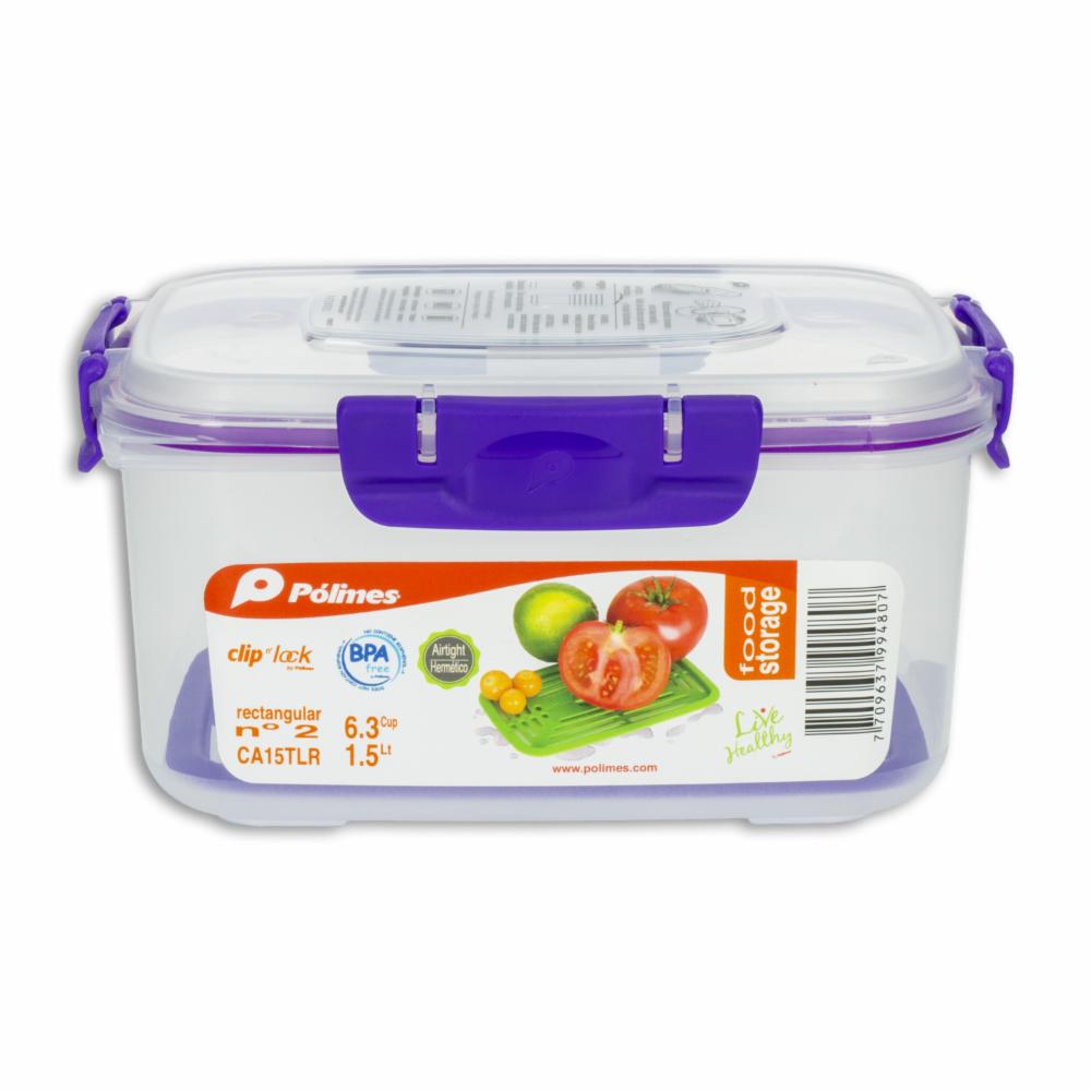 Repostero Clip N' Lock Rectangular Con Rejilla PÓLIMES 1,5 Litros ...