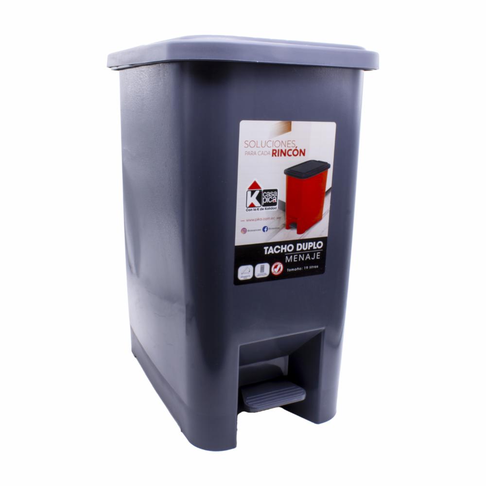 Tacho Para Basura Modelo Duplo Color Gris Oscuro CASA PICA 19 L - Megamaxi