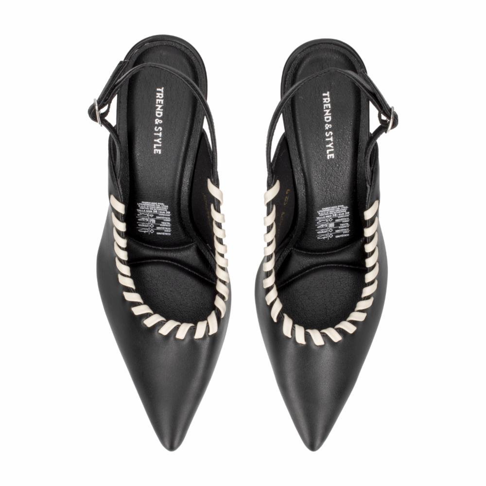 Zapato De Tacón Con Correa Al Talón Negra TREND & STYLE - Megamaxi