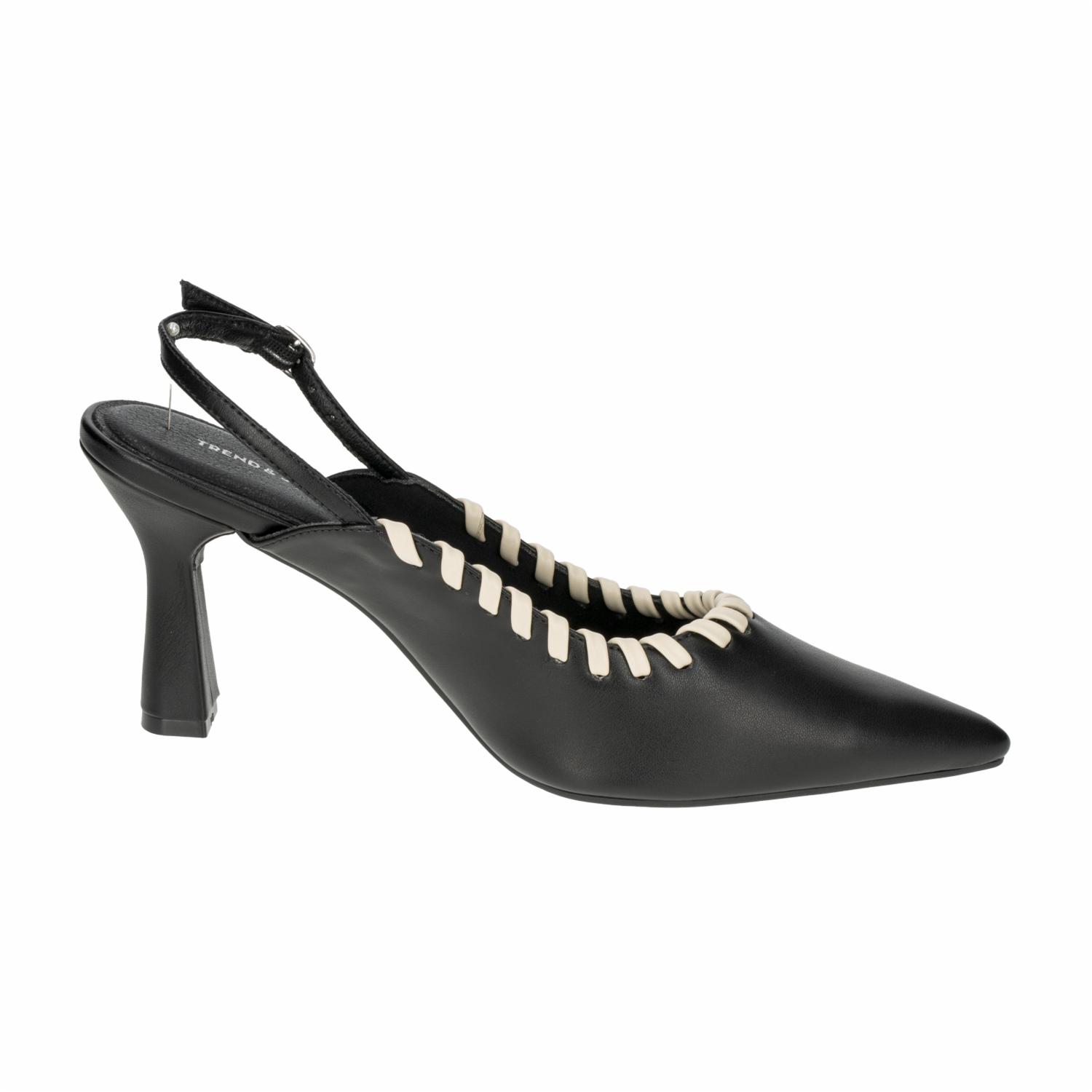 Zapato De Tacón Con Correa Al Talón Negra TREND & STYLE - Megamaxi