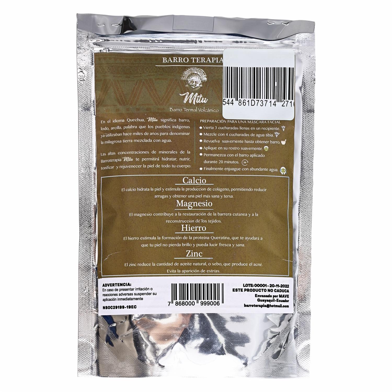Mascarilla Facial De Barro Terapia MITU 300 G - Megamaxi