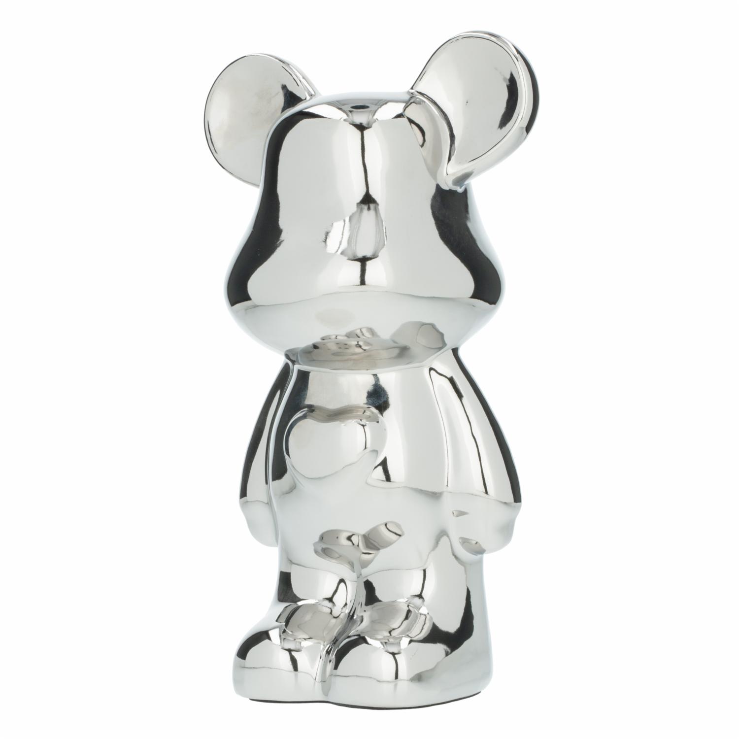 Figura Decorativa Oso Pop Art Plateado Grande KOOME 1 Pieza - Megamaxi