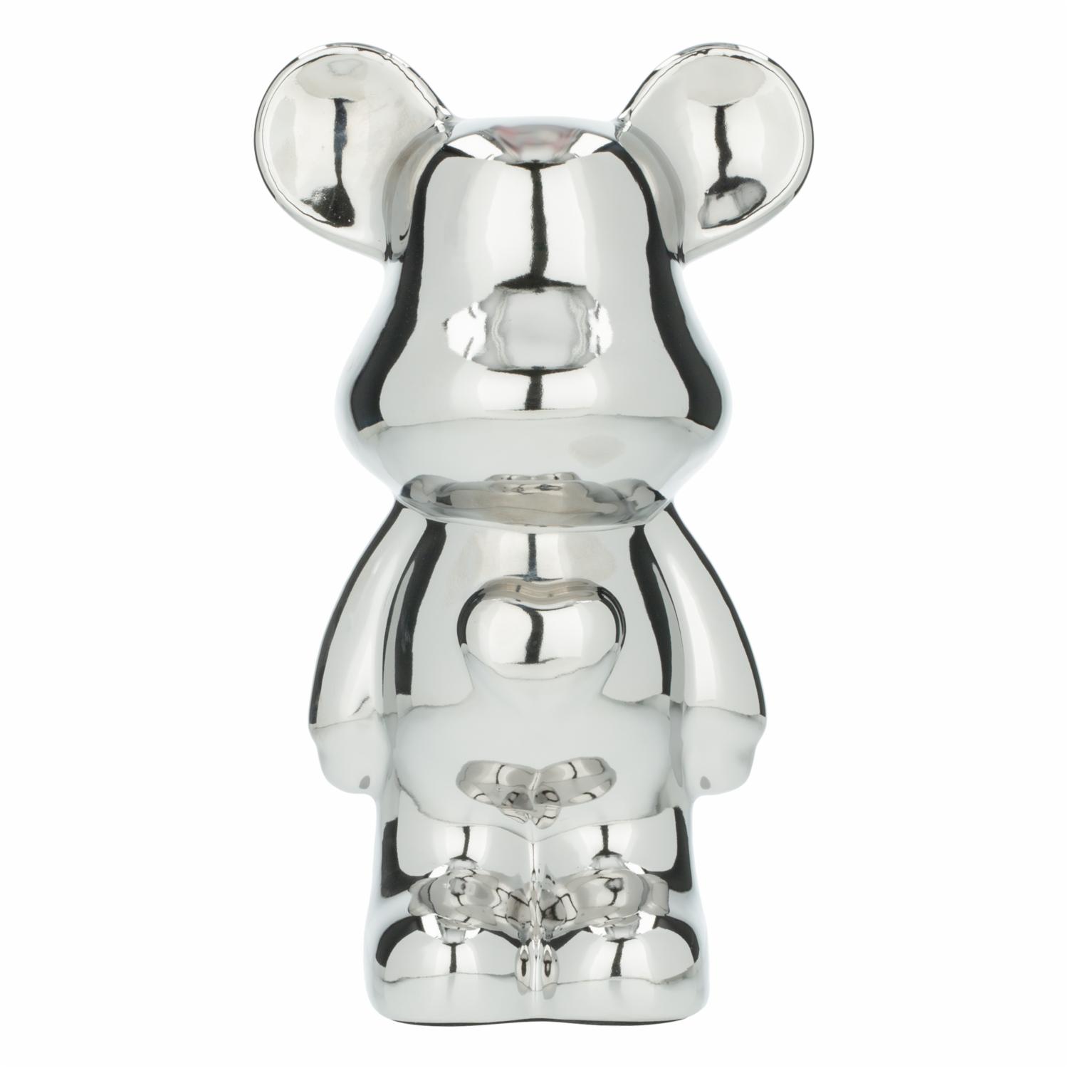 Figura Decorativa Oso Pop Art Plateado Grande KOOME 1 Pieza - Megamaxi
