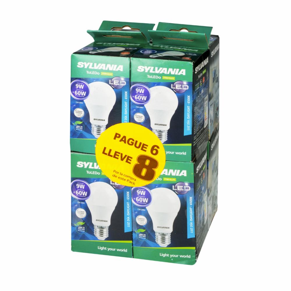 Focos A60 Luz Dia 6 X 8 SYLVANIA 9w - Megamaxi
