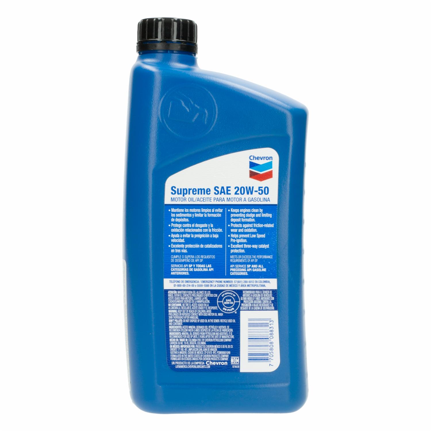 Aceite Automotriz Supreme SAE20W-50 API SP CHEVRON 946 Ml - Megamaxi