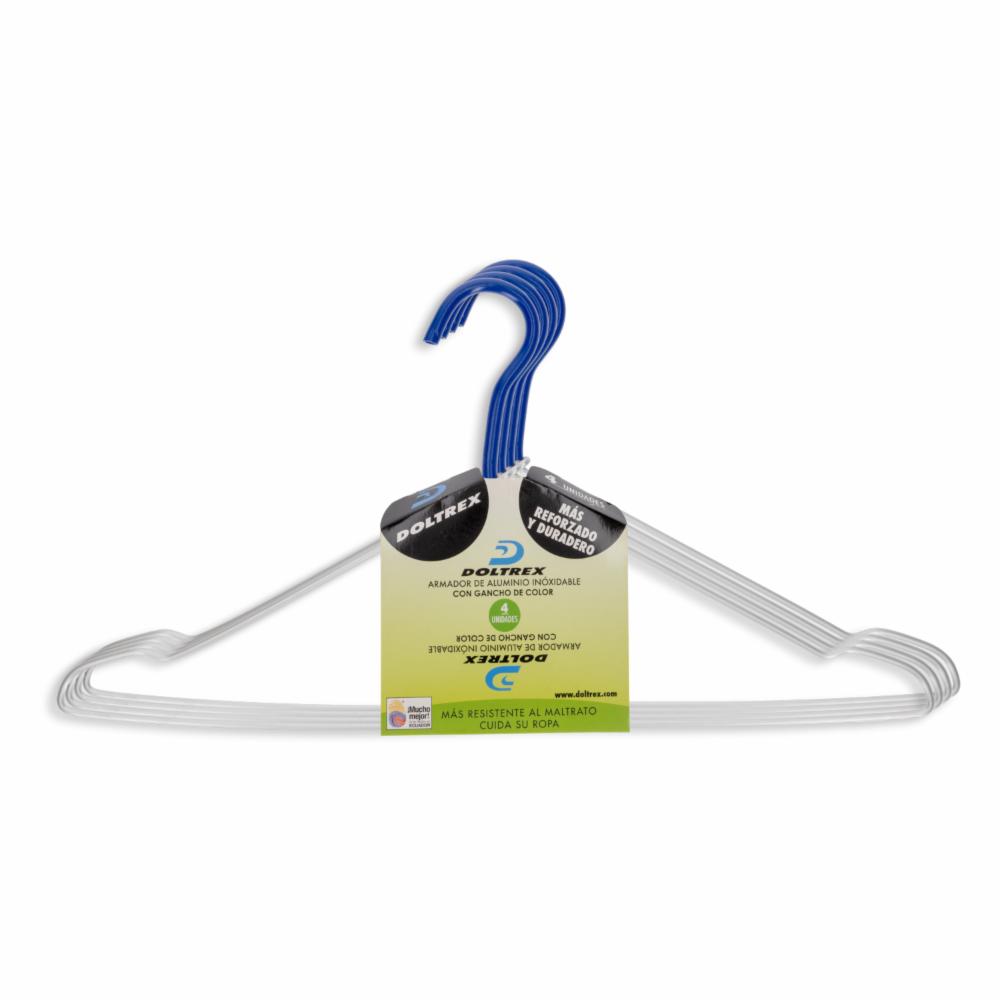 Set Armadores De Ropa Con Gancho Azul DOLTREX 4 Piezas - Megamaxi