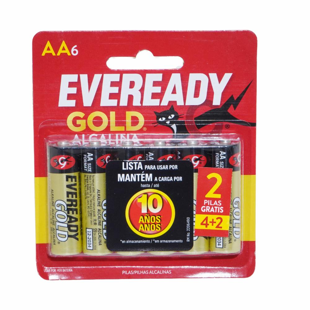 Pilas Alcalinas Gold AA EVEREADY X 6 Uds - Megamaxi