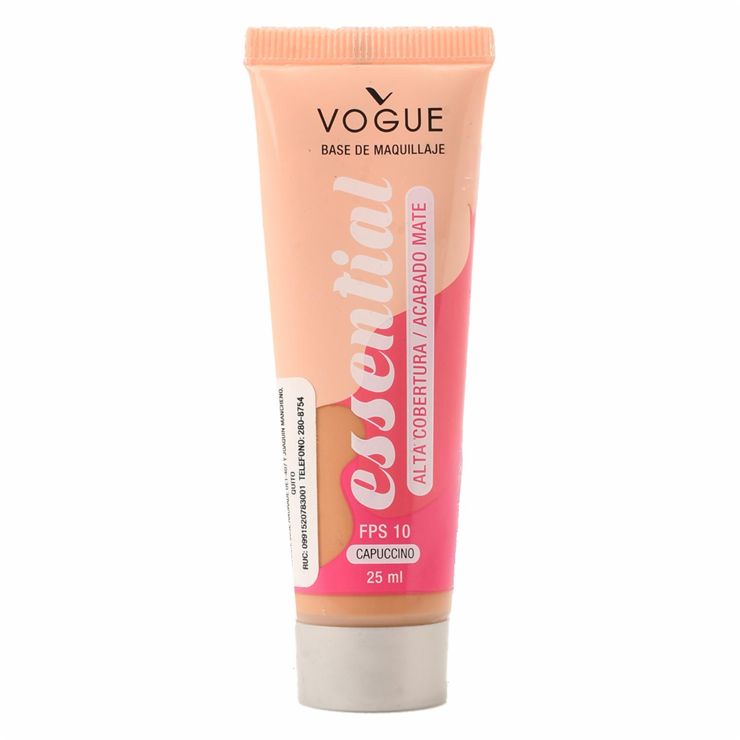 Base De Maquillaje Essential Alta Cobertura Mate Capuccino VOGUE - Megamaxi